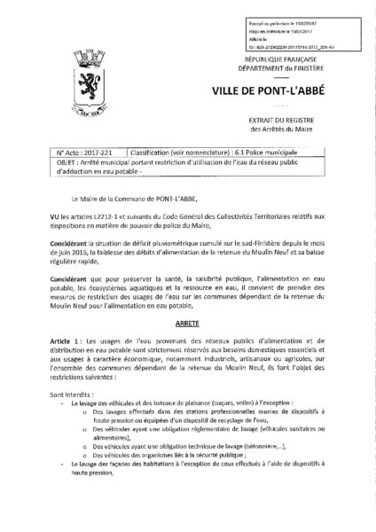 Ville de Pont-l'Abbé - Capitale du Pays Bigouden | Arrêté municipal ...